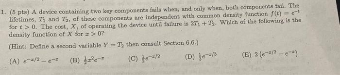 Solved e- 1. (5 pts) A device containing two key components | Chegg.com
