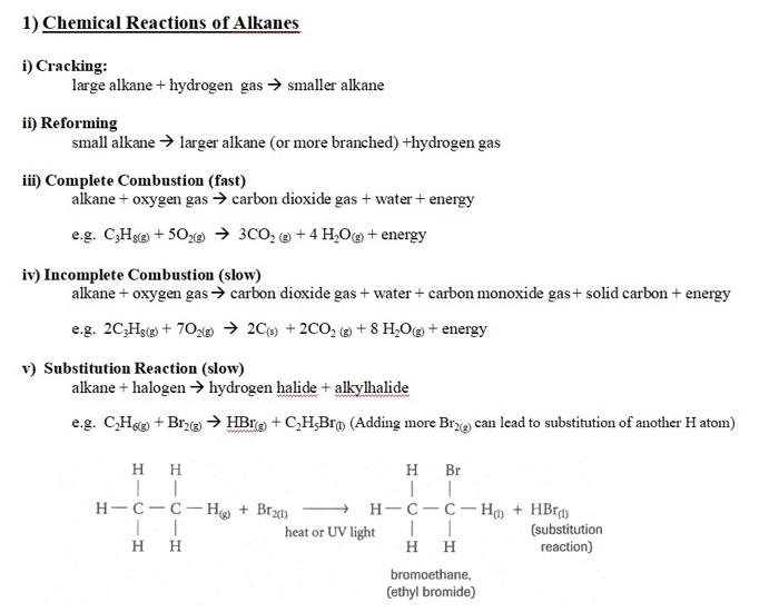 1) Chemical Reactions of Alkanes i) Cracking: large | Chegg.com