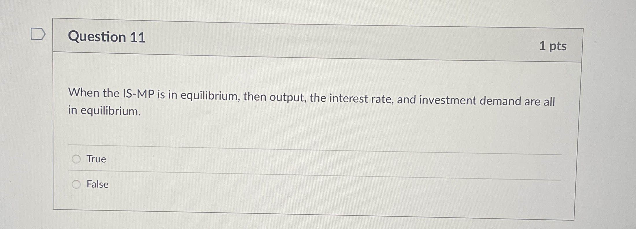 Solved Question 111 ﻿ptsWhen the IS-MP is in equilibrium, | Chegg.com