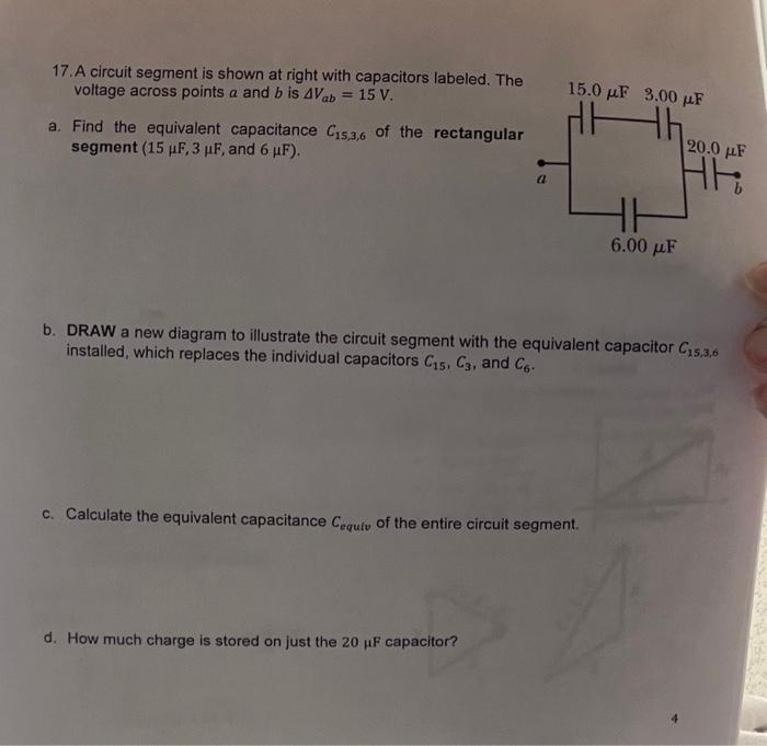 Solved 17. A circuit segment is shown at right with | Chegg.com