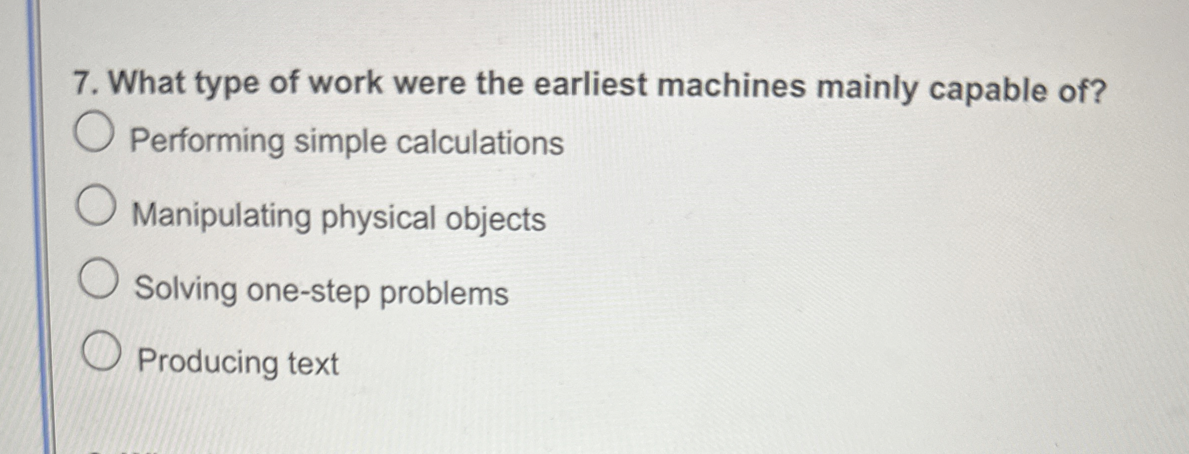 Solved What type of work were the earliest machines mainly | Chegg.com