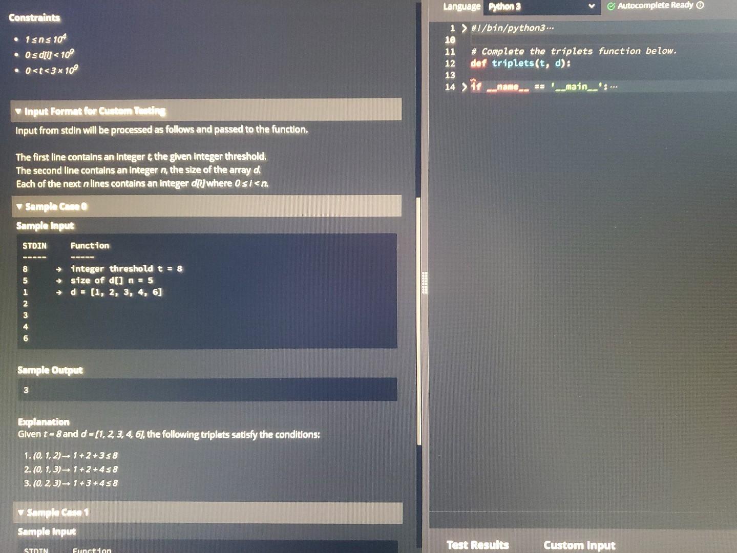 Solved Language Python 3 Autocomplete Ready 3. Triplets In | Chegg.com Solved Language Python 3 Autocomplete Ready 3. Triplets In | Chegg.com