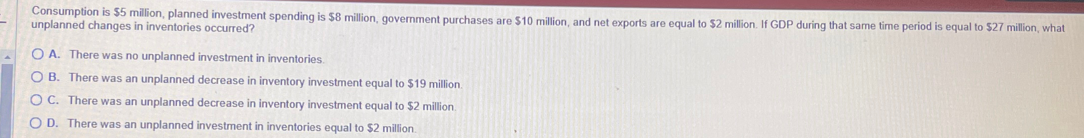 Solved unplanned changes in inventories occurred?A. ﻿There | Chegg.com