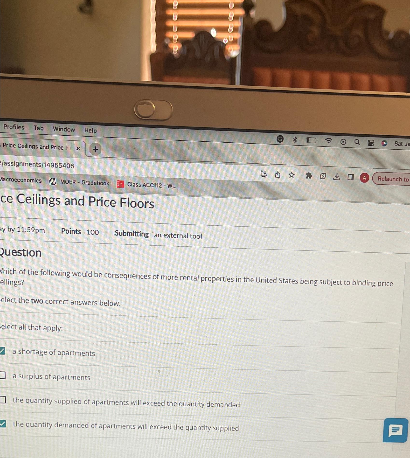 Solved Profiles Tab Window HelpPrice Ceilings and Price | Chegg.com