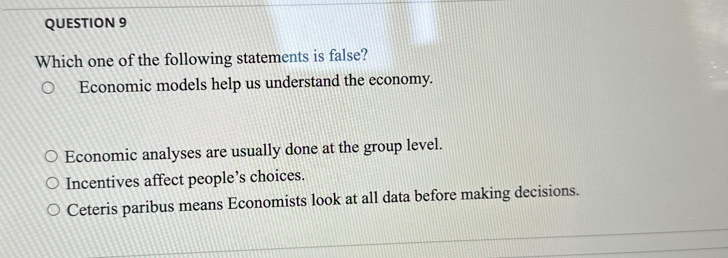 Solved QUESTION 9Which one of the following statements is | Chegg.com
