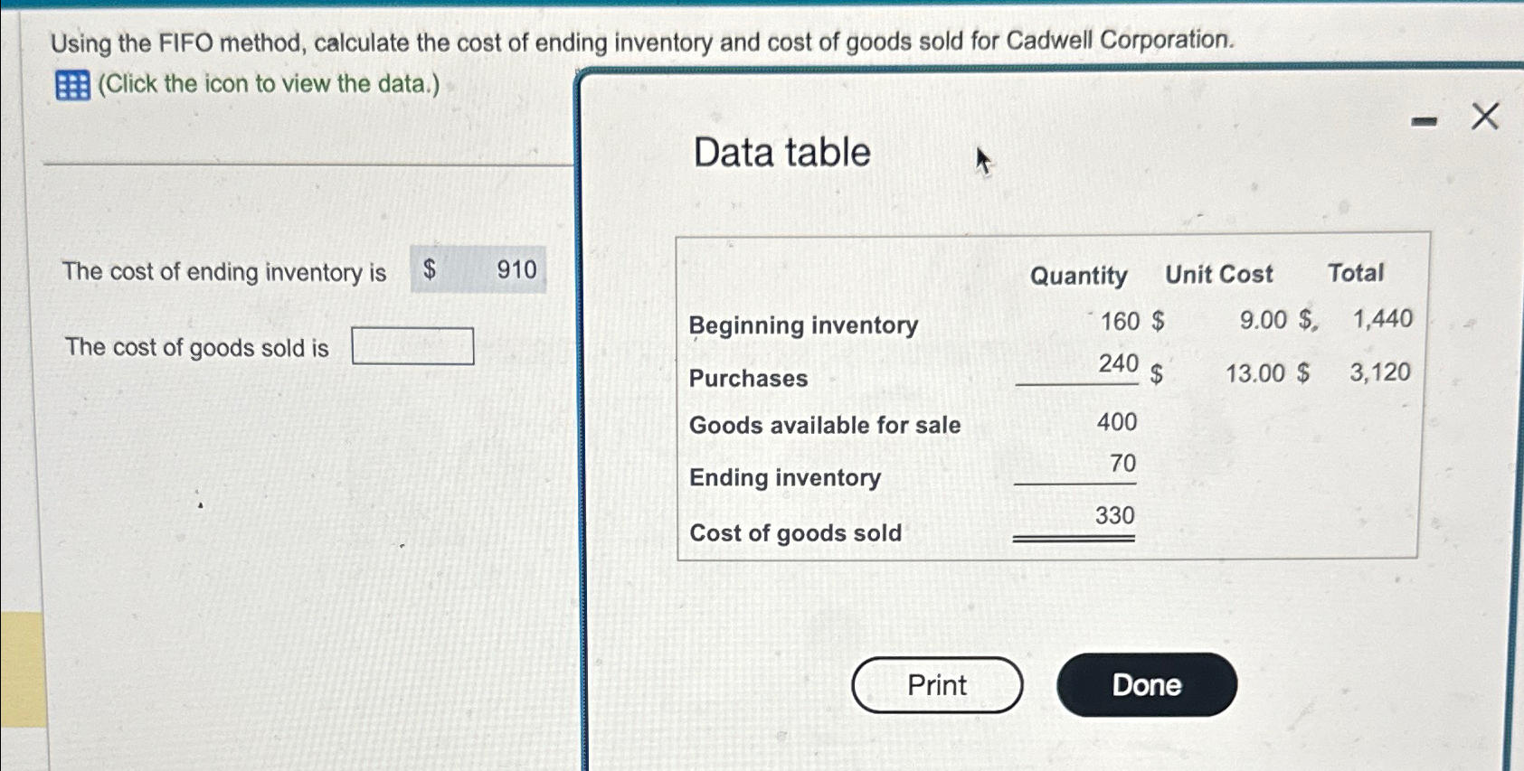 Solved Using the FIFO method, calculate the cost of ending | Chegg.com