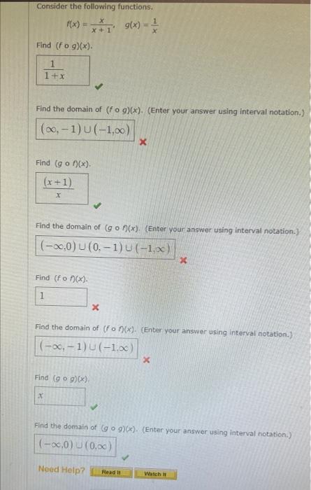 Solved Consider the following functions. f(x)=x+1x,g(x)=x1 | Chegg.com