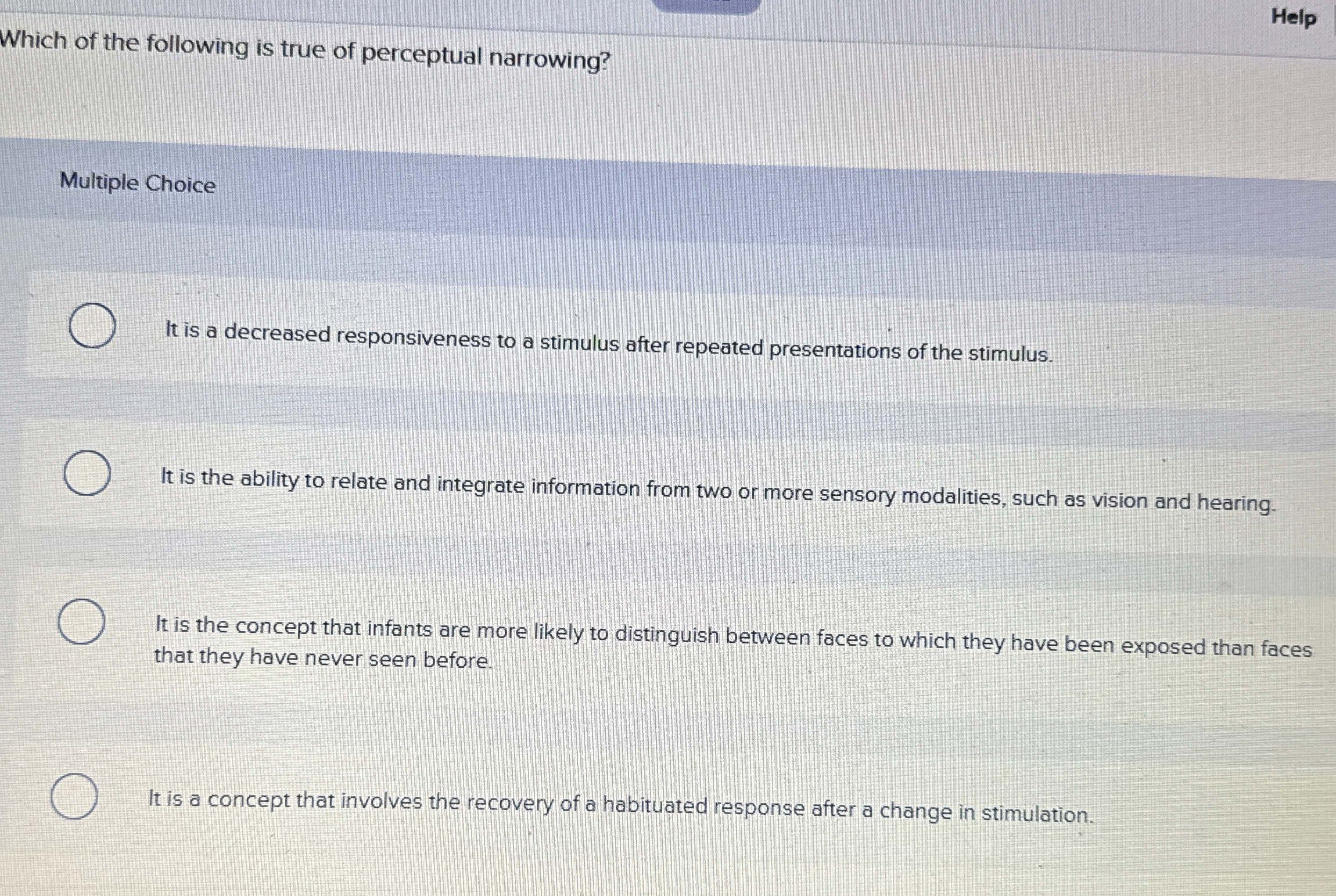 Solved Which of the following is true of perceptual | Chegg.com