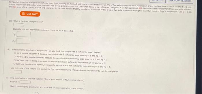 Solved (o) What a the itevet of signifiance? (b) What | Chegg.com