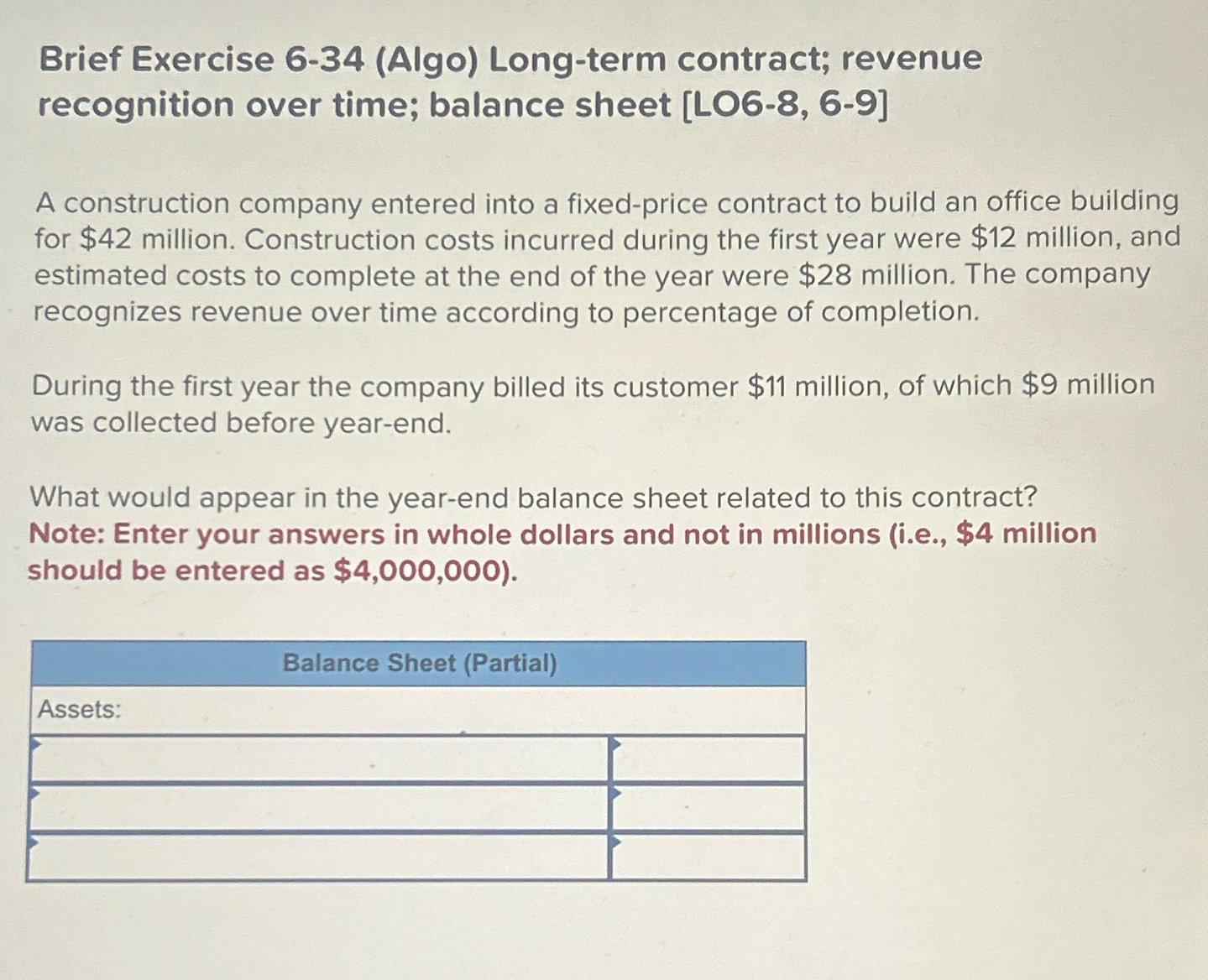 Brief Exercise 6-34 (Algo) ﻿Long-term contract; | Chegg.com