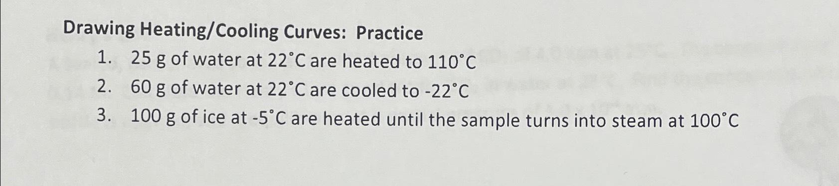 Solved Drawing Heating/Cooling Curves: Practice25g ﻿of water | Chegg.com