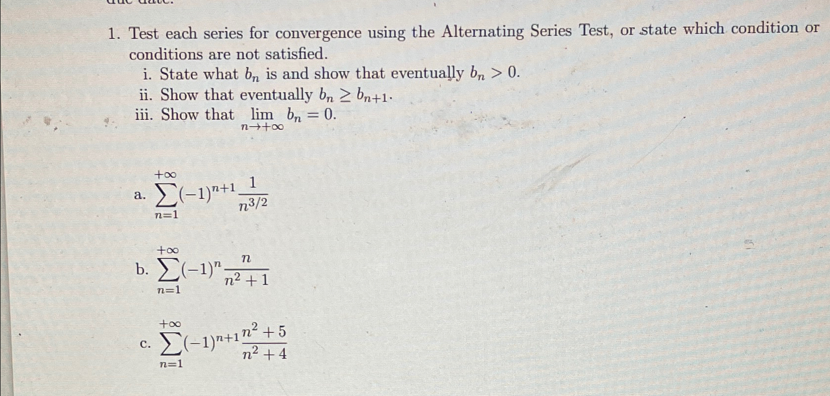 Solved Test each series for convergence using the | Chegg.com