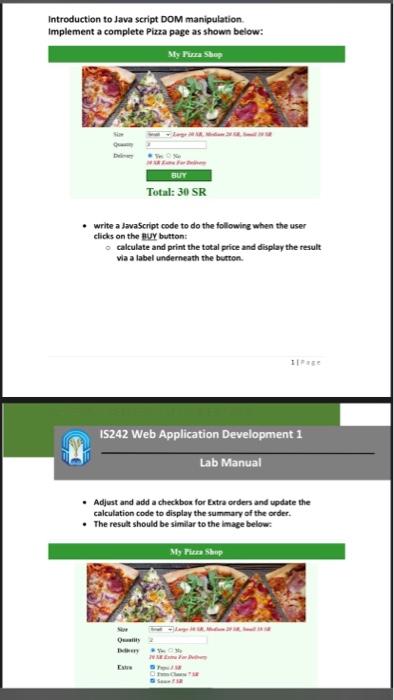 Solved Introduction to Java script DOM manipulation. | Chegg.com