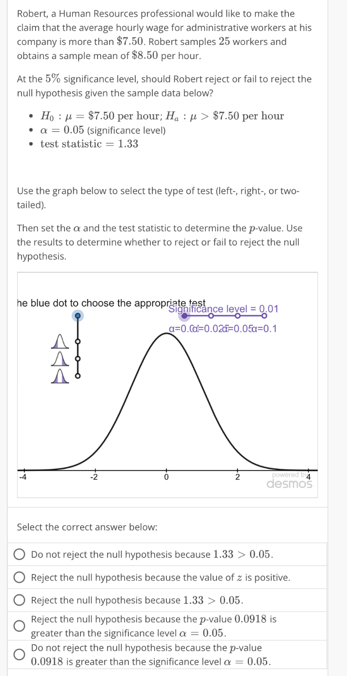 Solved At the 5% ﻿significance level, should Robert reject | Chegg.com