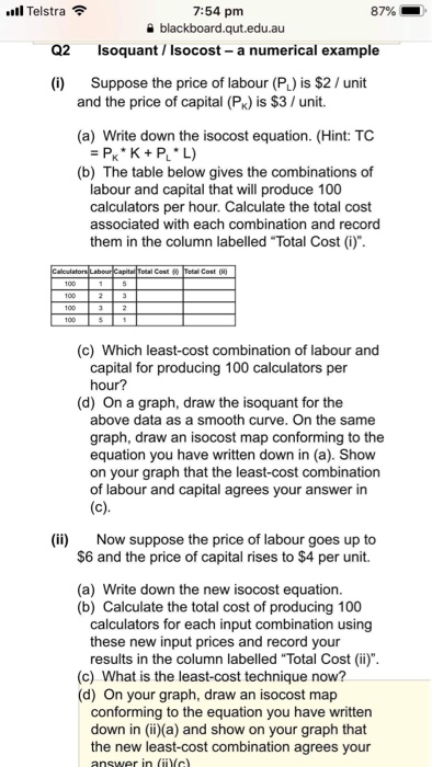 Solved Presenter 2: Q2 Isoquant / Isocost-a numerical | Chegg.com