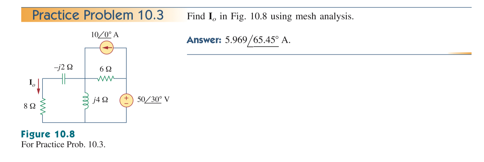 Solved Practice Problem 10.3, ﻿Find Io ﻿in Fig. 10.8 ﻿using | Chegg.com