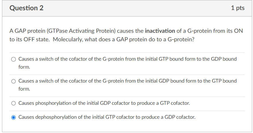 Solved Question 2A GAP protein (GTPase Activating Protein) | Chegg.com