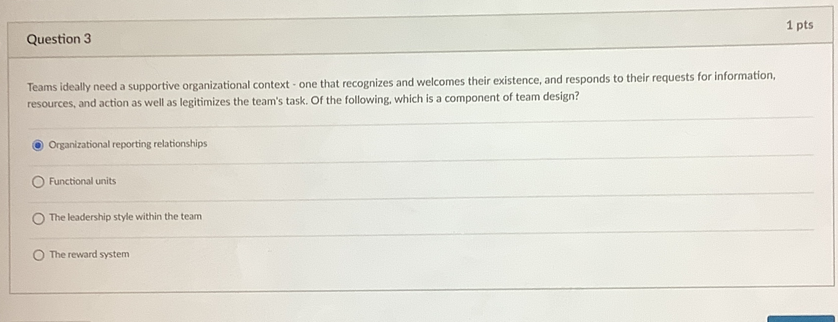 Solved Question 31ptsTeams ideally need a supportive | Chegg.com
