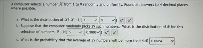 Solved A computer selects a number X from 1 to 9 randomly | Chegg.com