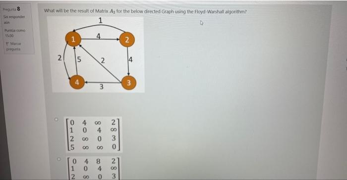 Solved What will be the result of Matrix A2 for the below | Chegg.com