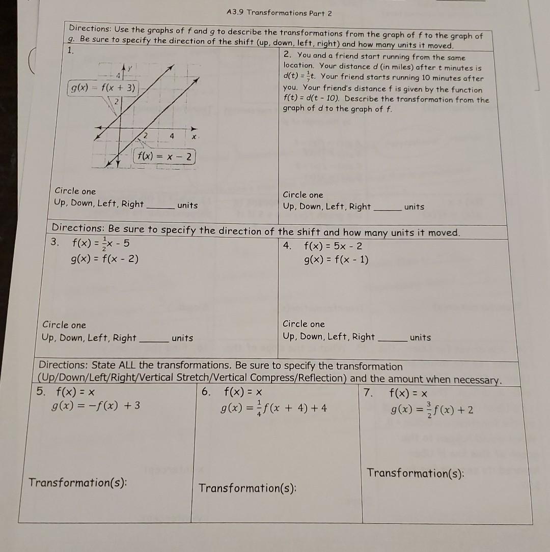 Solved A3.9 Transformations Part 2 Directions: Use the | Chegg.com