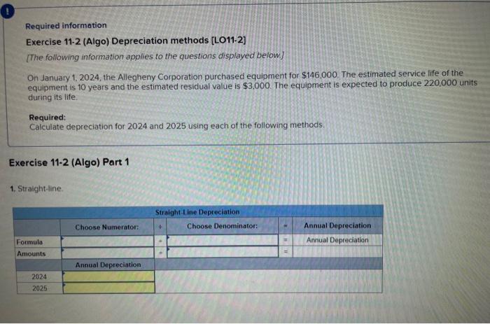 Solved Required information Exercise 11-2 (Algo) | Chegg.com