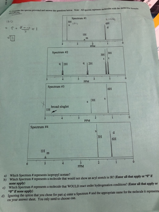 Solved only need B and C please!! b. Which spectrum # | Chegg.com