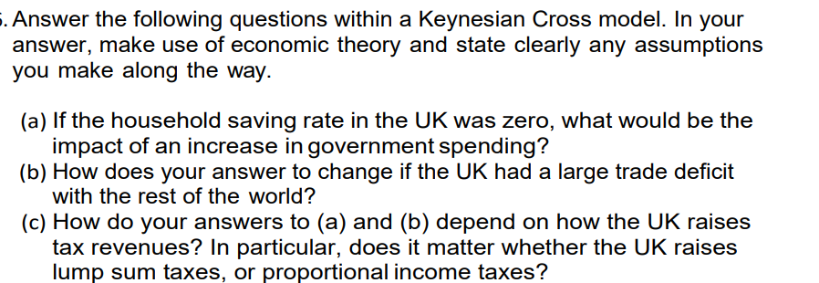 Solved Answer the following questions within a Keynesian | Chegg.com