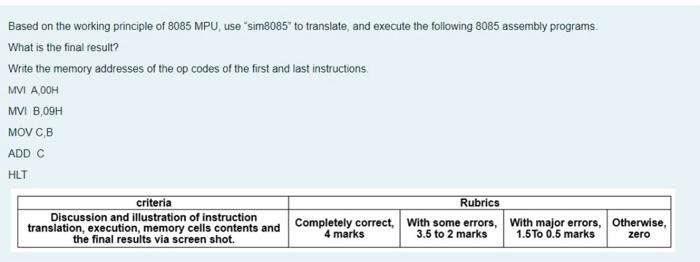 Solved Based on the working principle of 8085 MPU, use | Chegg.com