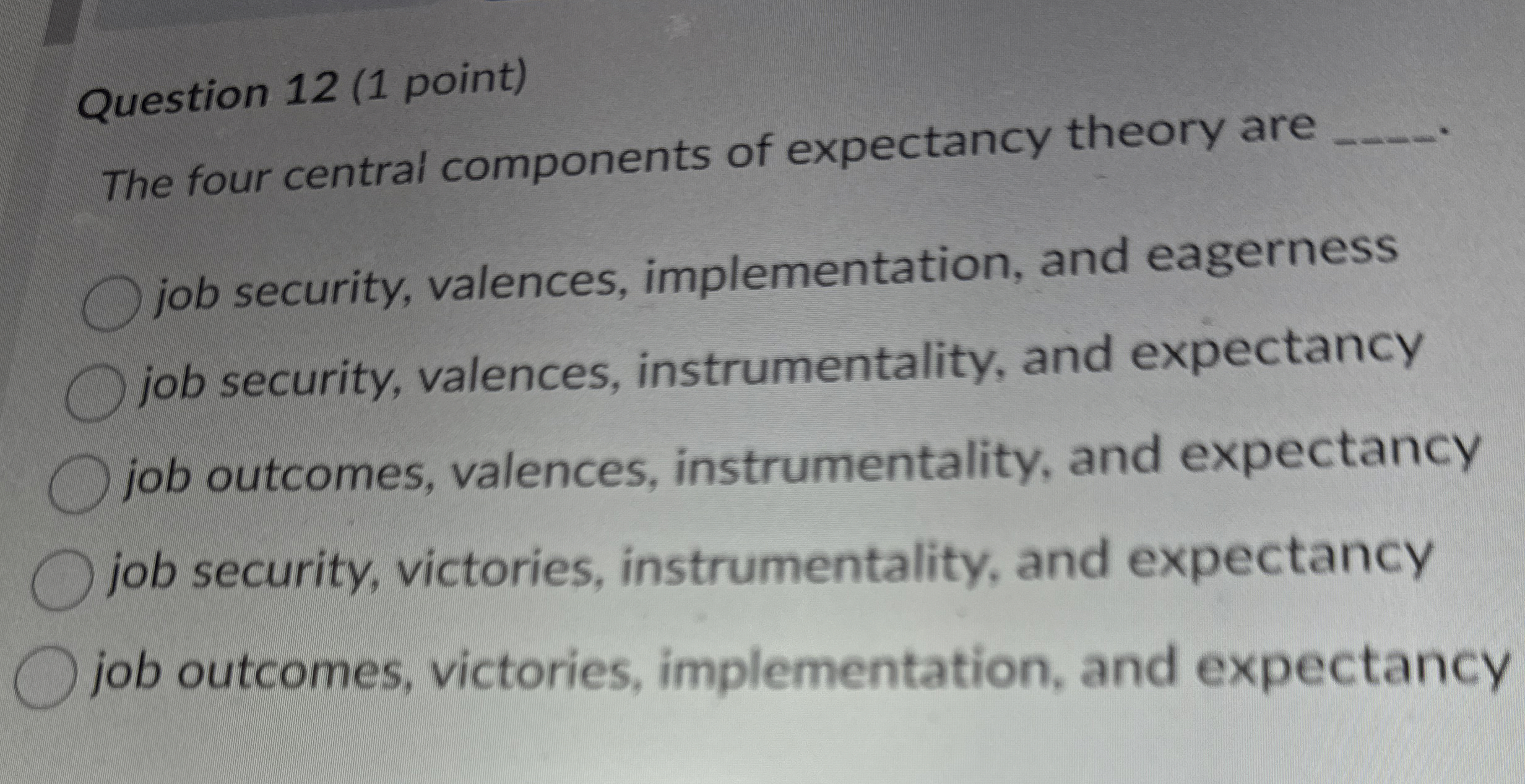 Solved Question 12 (1 ﻿point)The four central components of | Chegg.com