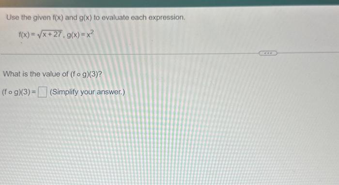 Solved Use the given f(x) and g(x) to evaluate each | Chegg.com