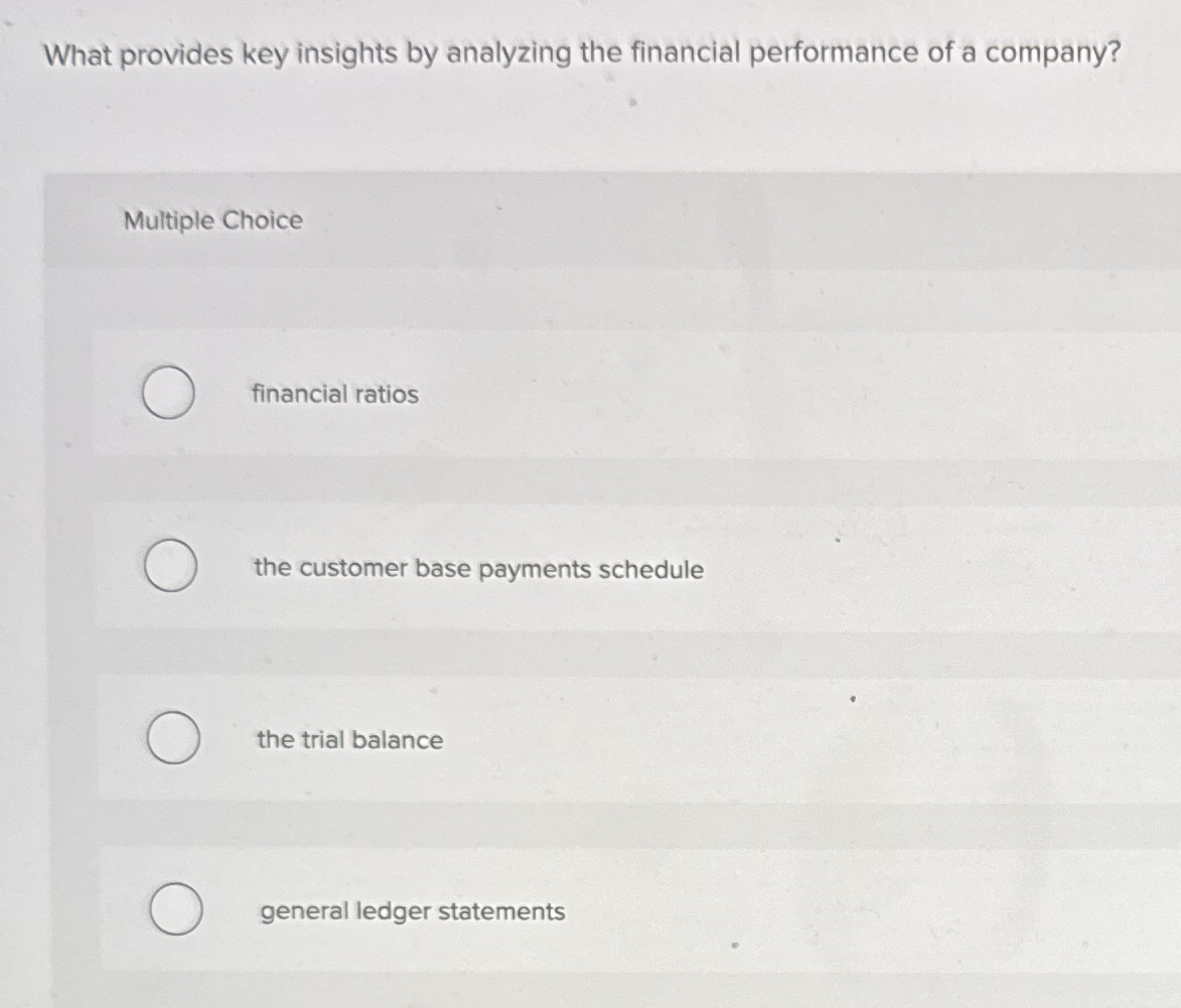 Solved What provides key insights by analyzing the financial | Chegg.com
