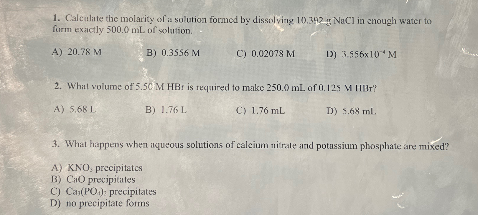 Solved Calculate the molarity of a solution formed by | Chegg.com