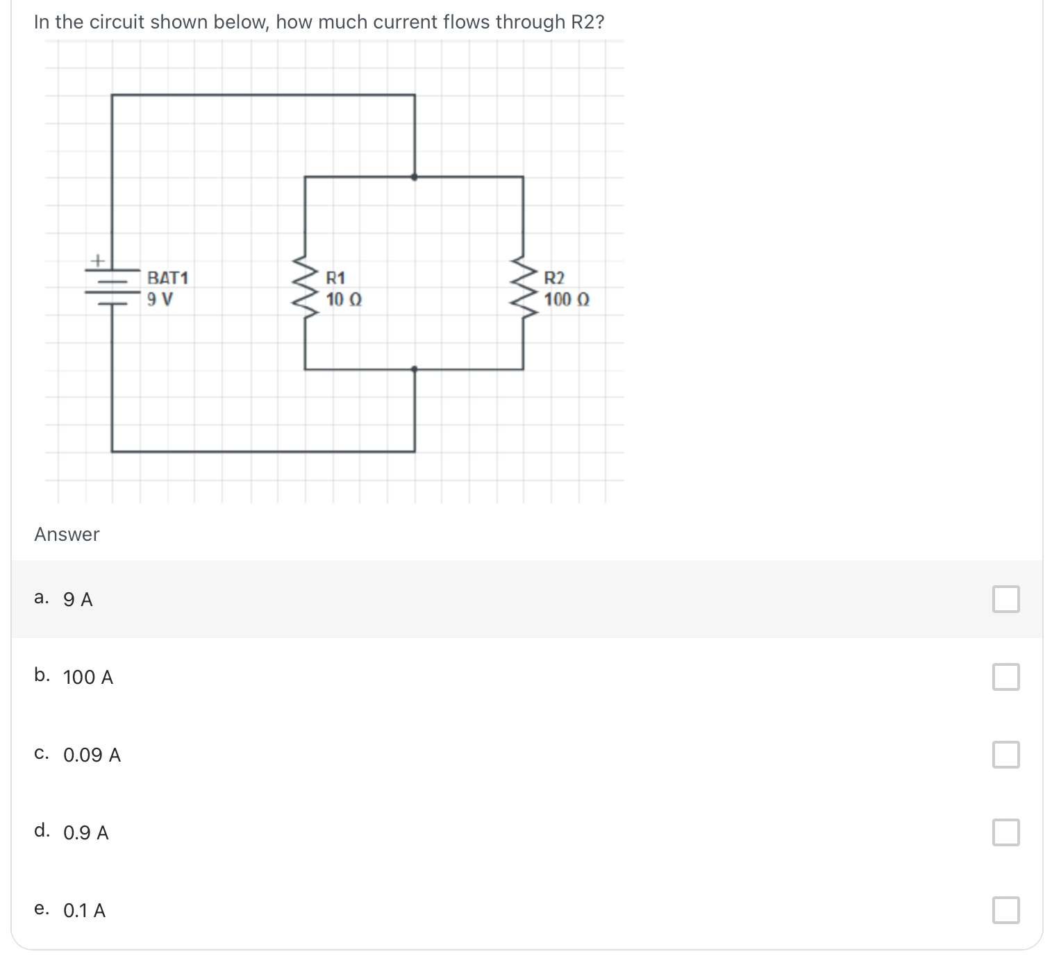 Solved In the circuit shown below, how much current flows | Chegg.com