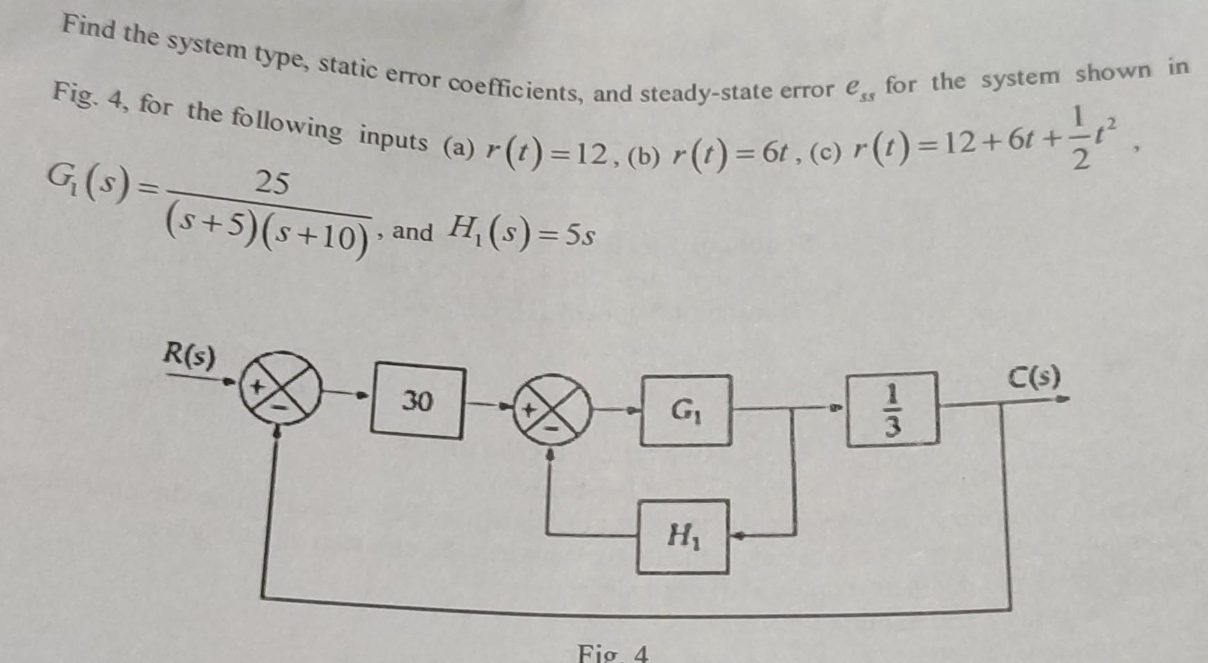 Solved Find The System Type Static Error Coefficients And 4513