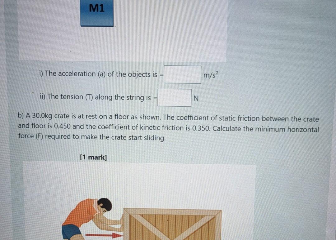 Solved A Two Objects With Masses My 2kg And M2 5kg Are