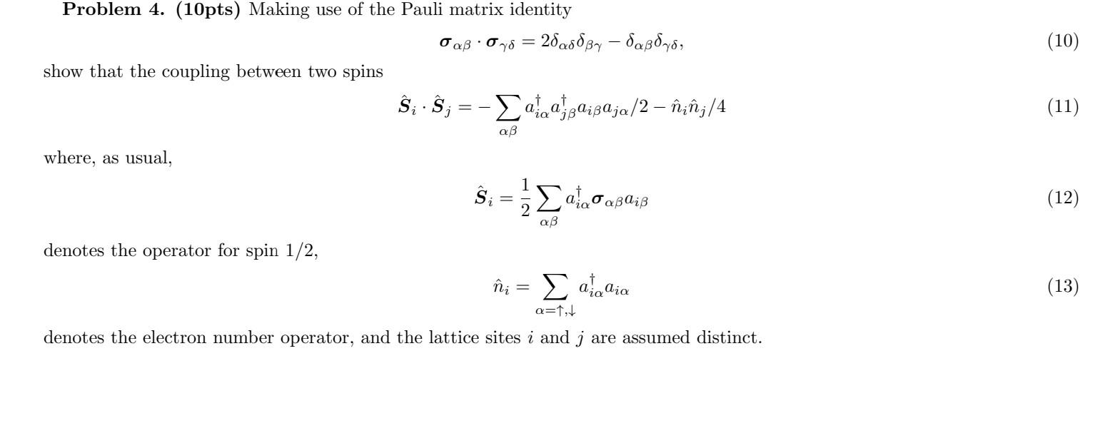 Solved (10) Problem 4. (10pts) Making use of the Pauli | Chegg.com