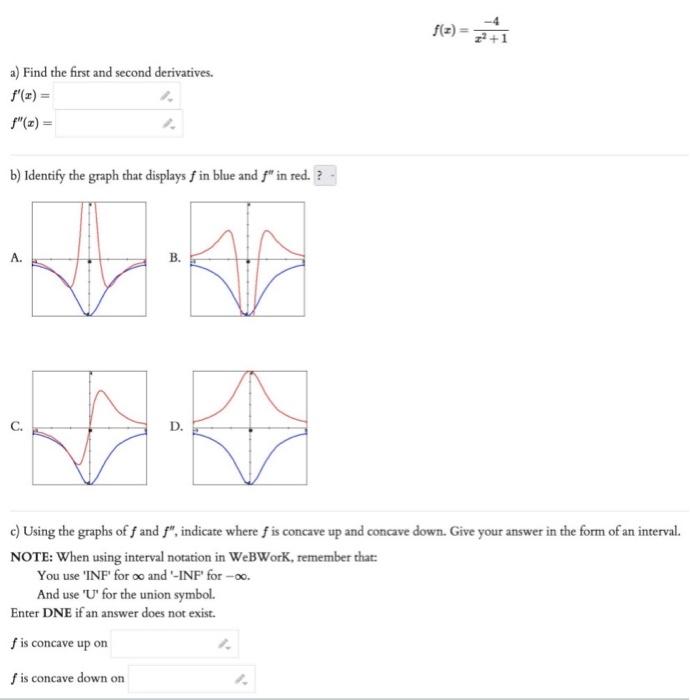 Solved f(x)=x2+1−4 a) Find the first and second derivatives. | Chegg.com