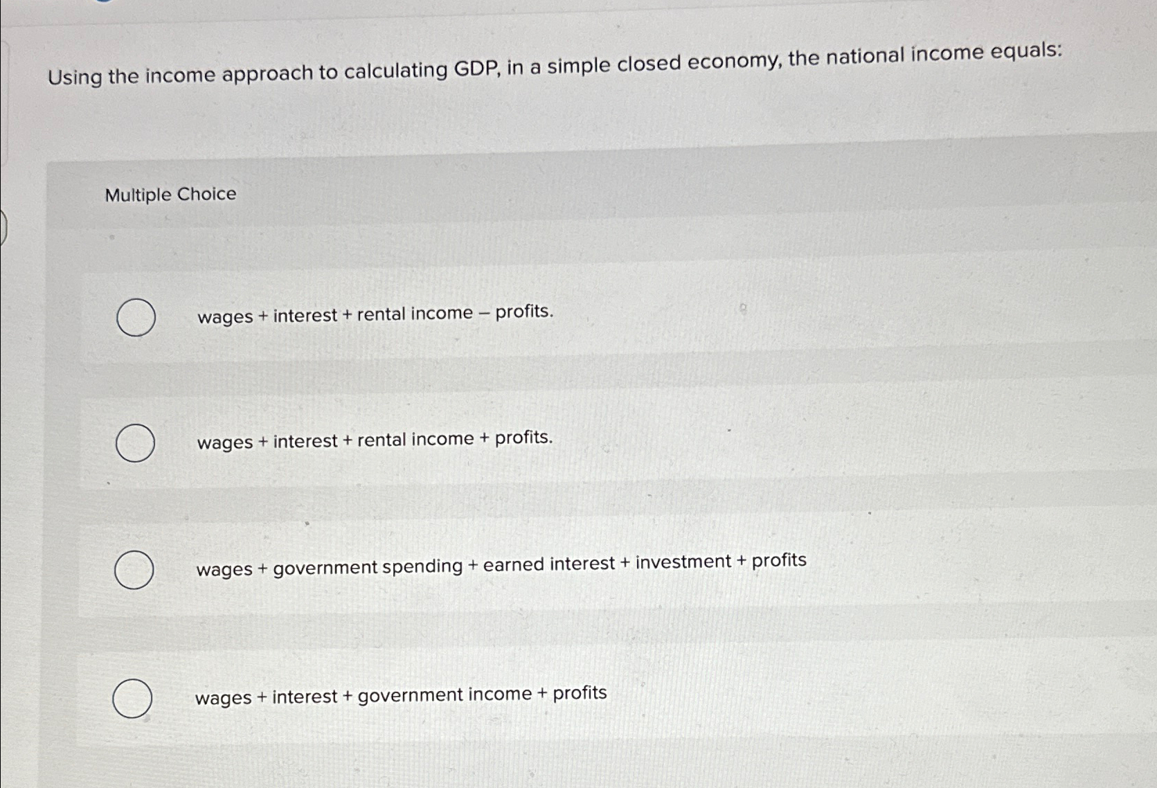 Solved Using the income approach to calculating GDP, ﻿in a | Chegg.com