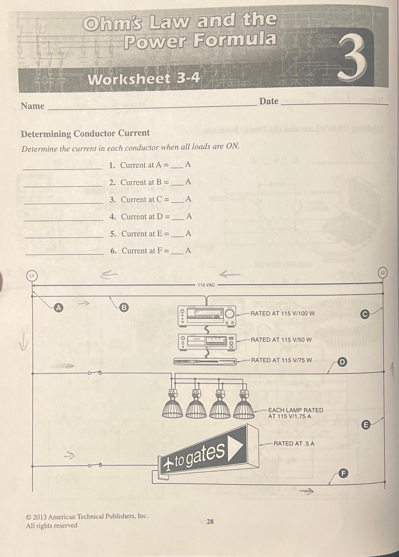Solved Name DateDetermining Conductor CurrentDetermine the | Chegg.com