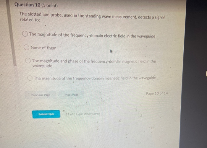 Solved Question 10 (1 point) The slotted line probe, used in | Chegg.com