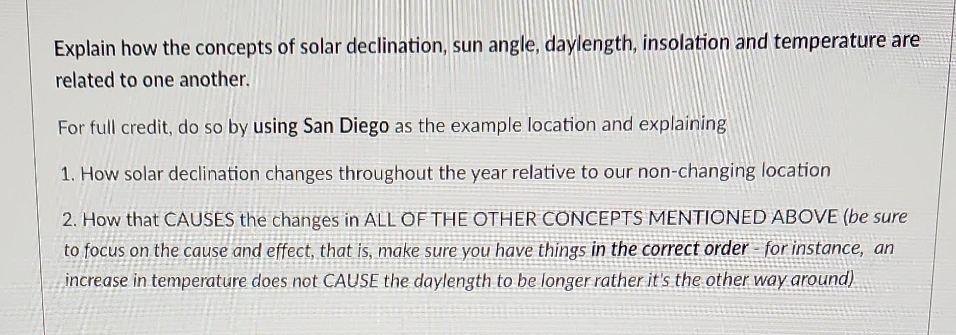 Solved Explain how the concepts of solar declination, sun | Chegg.com