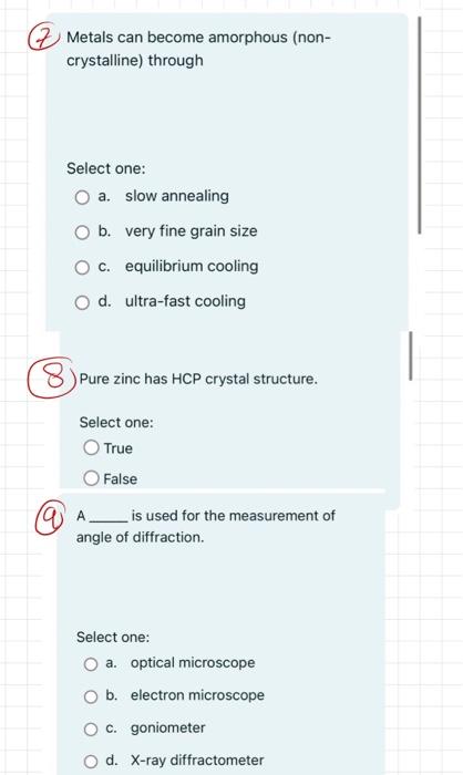 Solved (1) Basic XRD technique can detect which crystal | Chegg.com