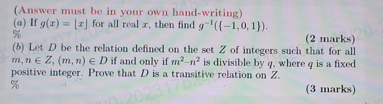 Solved (Answer must be in your own hand-writing)(a) ﻿If | Chegg.com