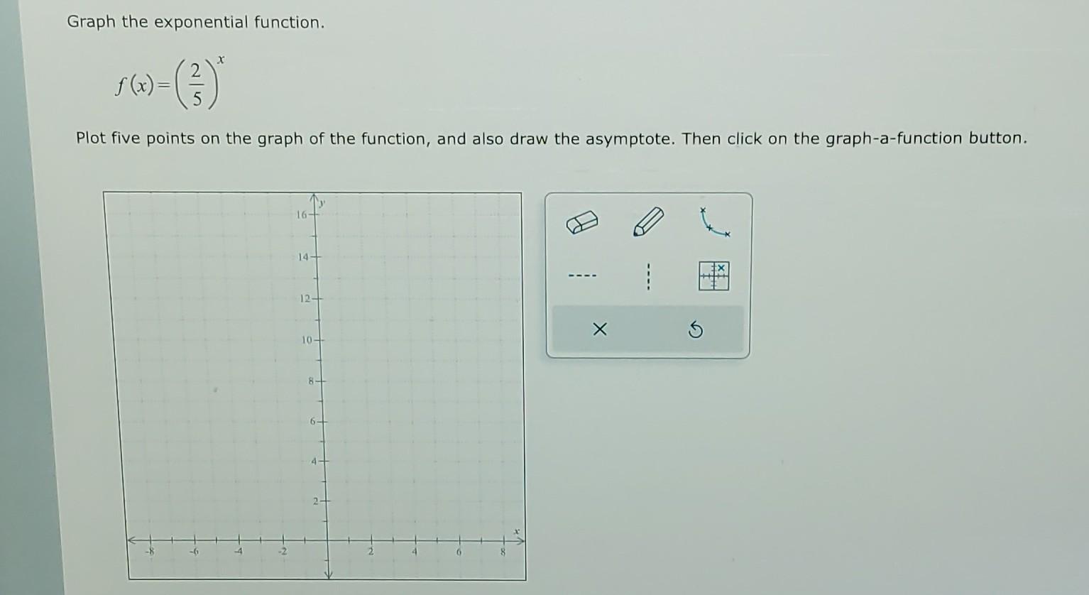 Solved Graph the exponential function. f(x)=(52)x Plot five | Chegg.com