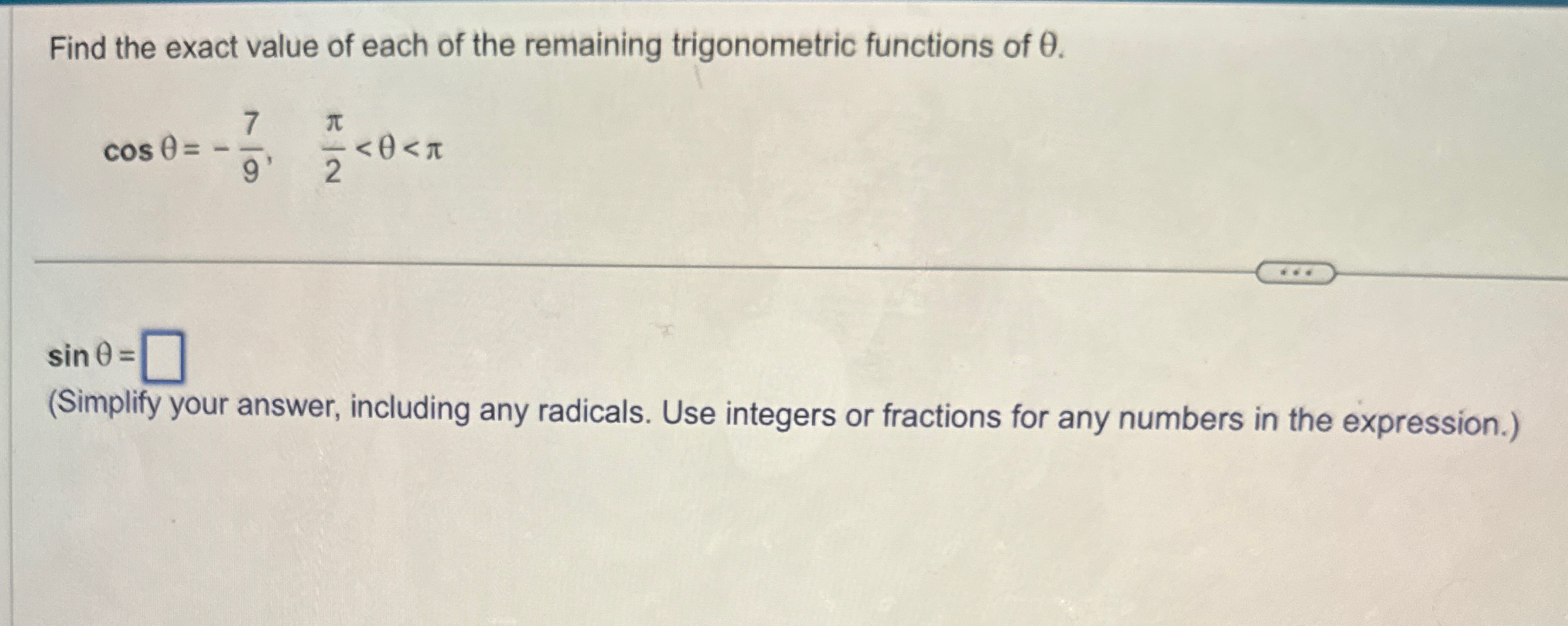 Solved Find the exact value of each of the remaining | Chegg.com