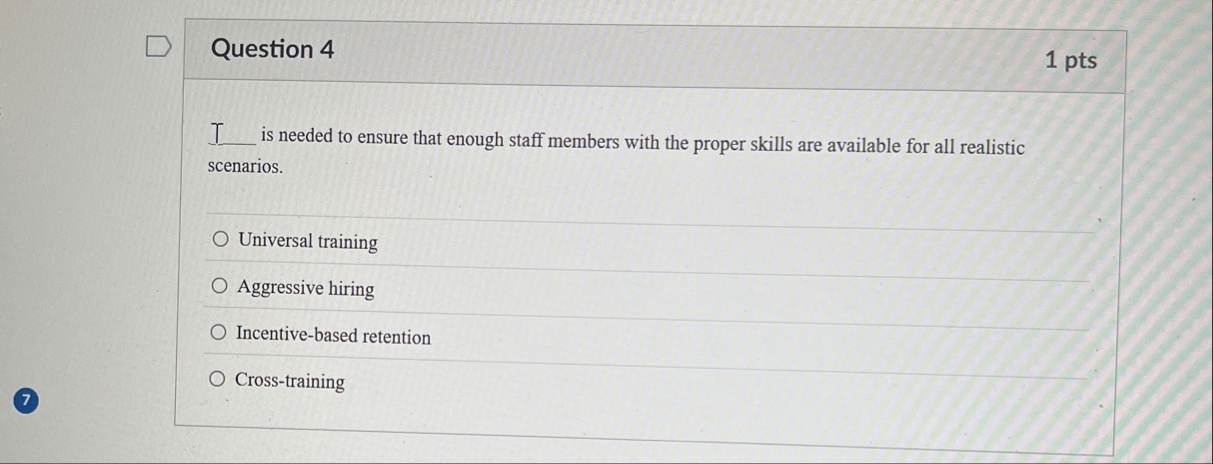 Solved Question 41 ﻿ptsis needed to ensure that enough staff | Chegg.com