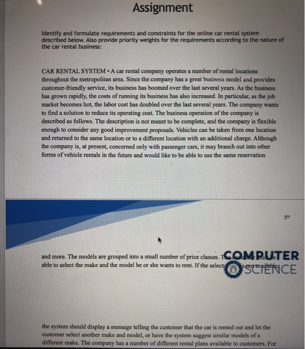 Solved Assignment Identify and formulate requirements and | Chegg.com