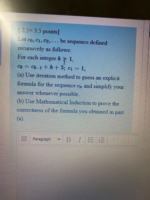 Solved . [ 2.5+ 3.5 points] Let co, C1, C2, be sequence | Chegg.com