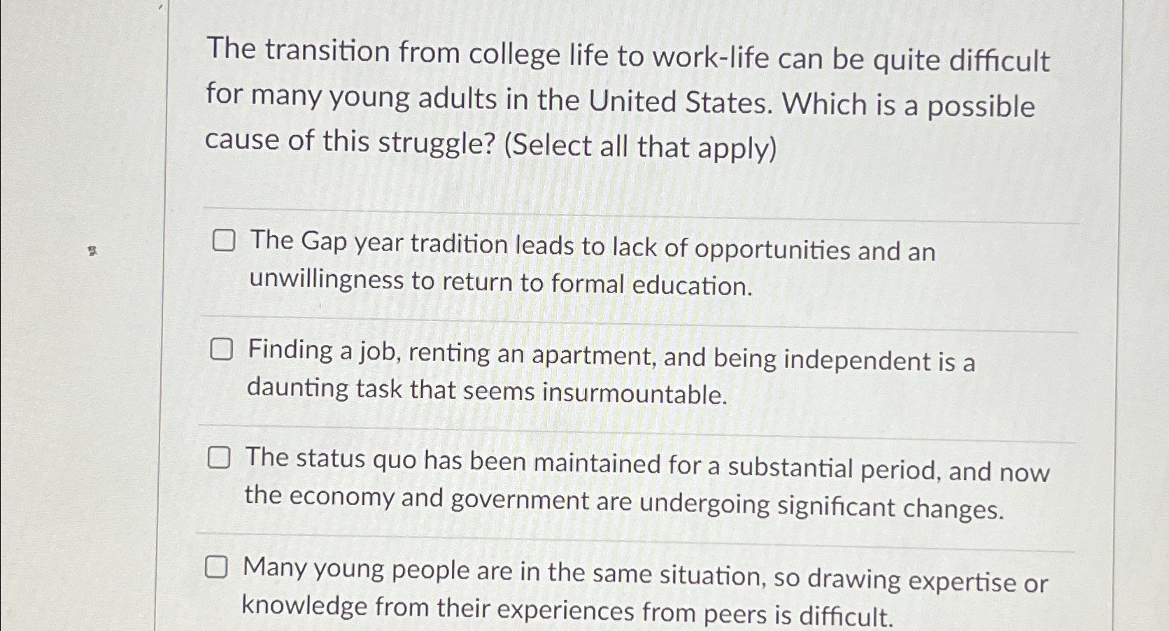 Solved The transition from college life to work-life can be | Chegg.com